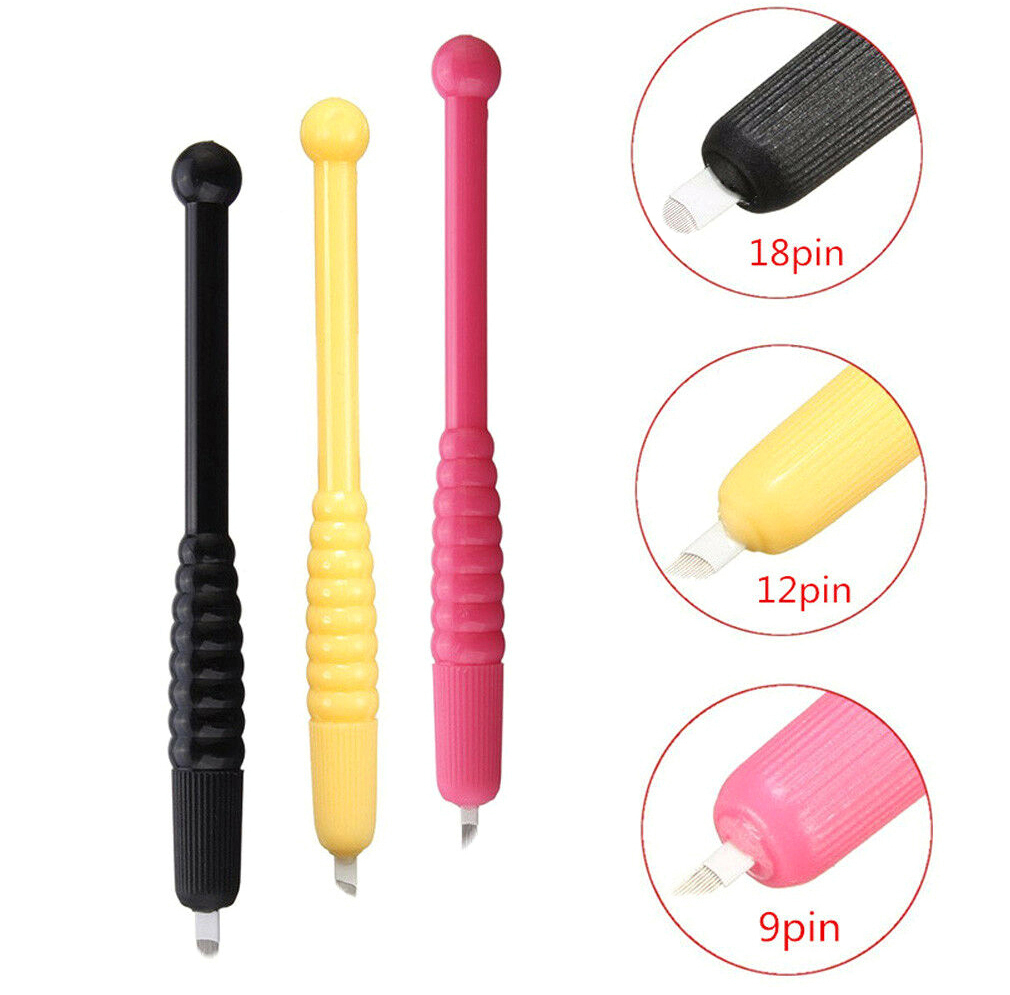 5 x Disposable Microblading Pens Manual Microblade Needle 9CF 12CF 18U ...